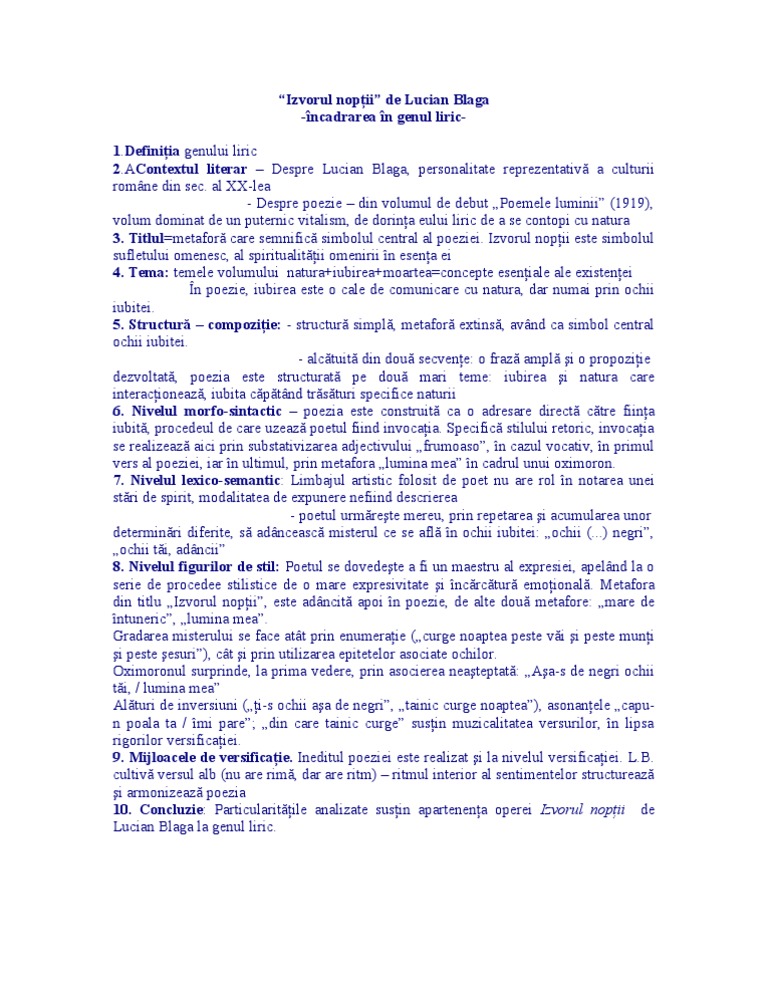 Argumentare Gen Liric | PDF