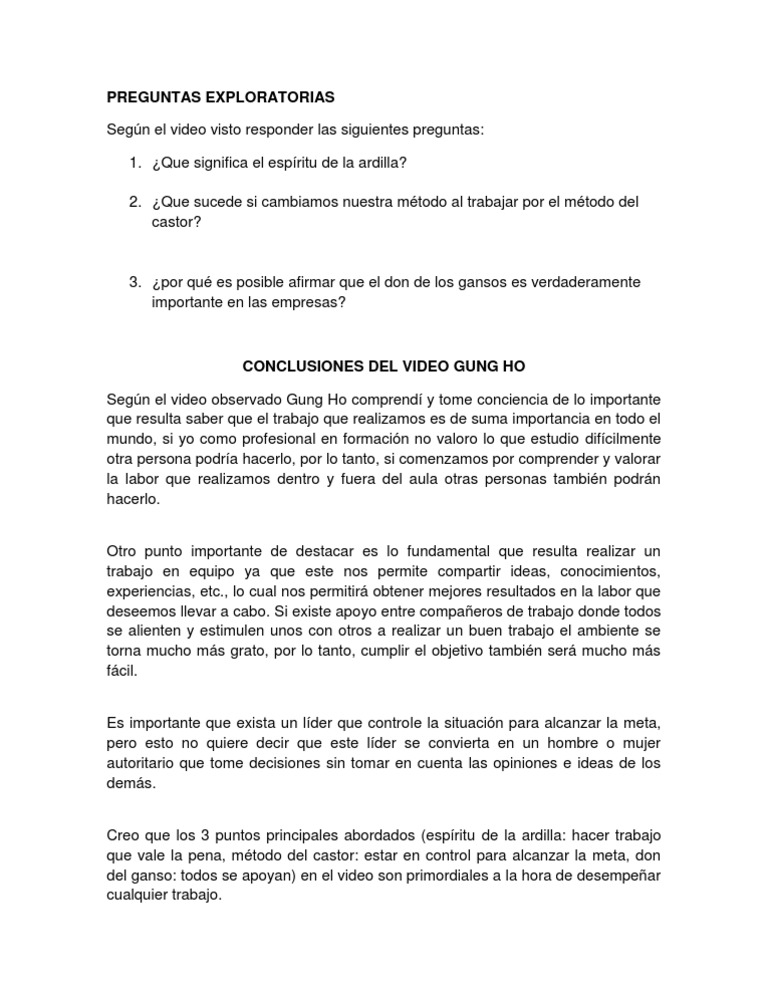 Aporte Preguntas Exploratorias Sobre Video | PDF