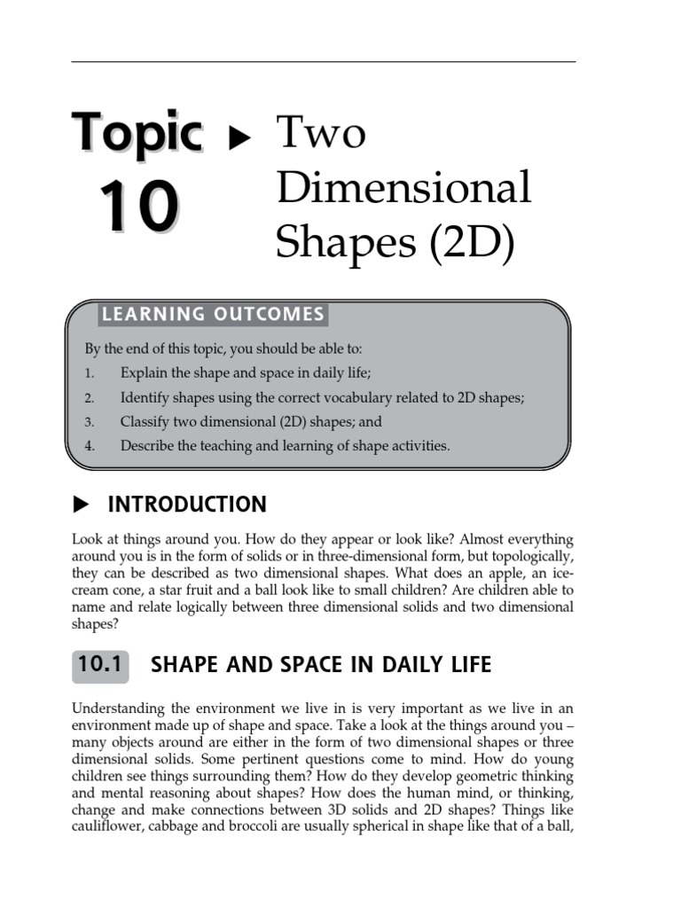 Topic 10 Two Dimensional Shapes (2D) | PDF | Shape | Geometry