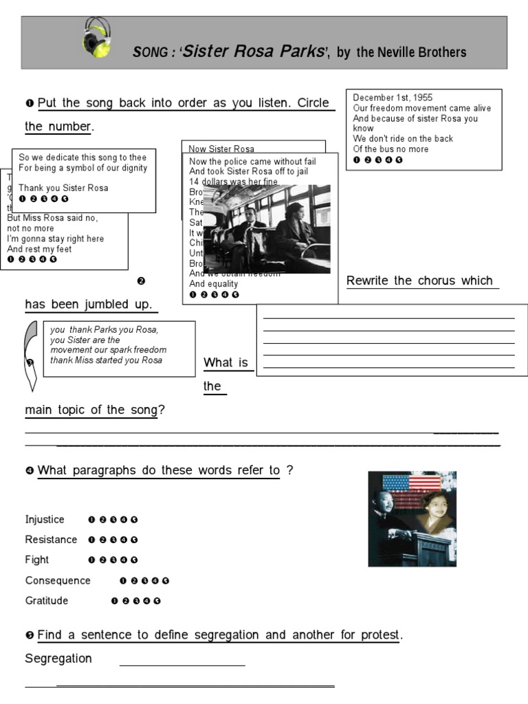 Sister Rosa Listening Co Song | PDF | Rosa Parks | Martin Luther King Jr.