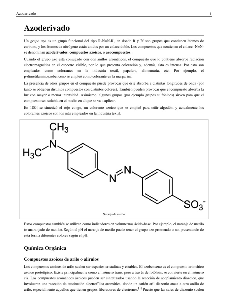 Azoderivado | Compuestos químicos | Química Orgánica