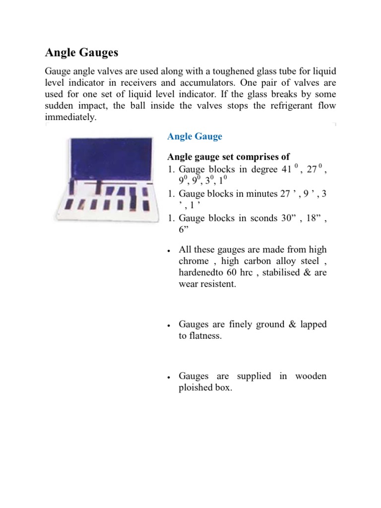 Angle Gauges PDF | PDF | Tools | Mechanical Engineering
