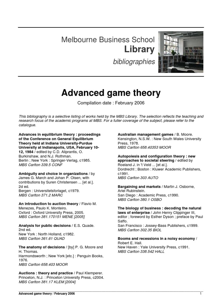 Advanced Game Theory | PDF | Game Theory | University Of Cambridge