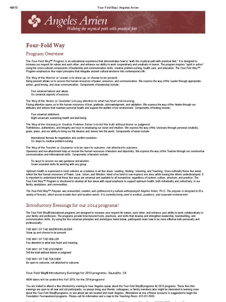 Four-Fold Way - Angeles Arrien | PDF | Leadership | Creativity