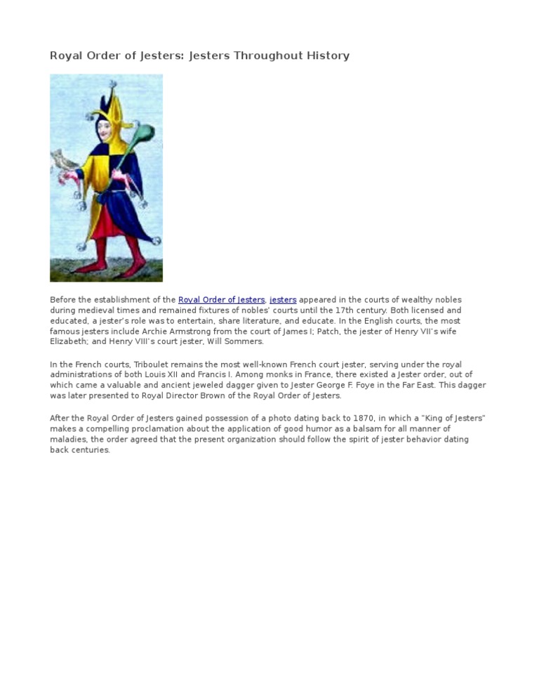 History of the Royal Order of Jesters | PDF | Jester