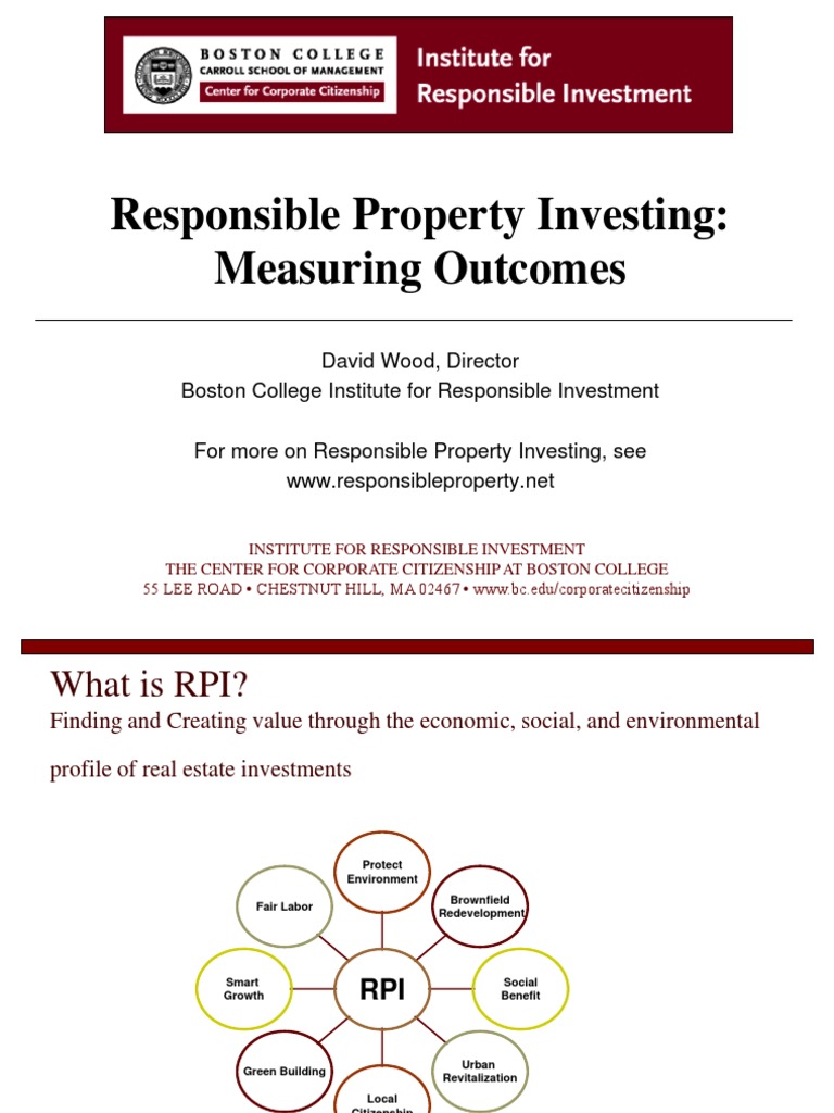 Responsible Property Investing Metrics | PDF | Investor | Green Building