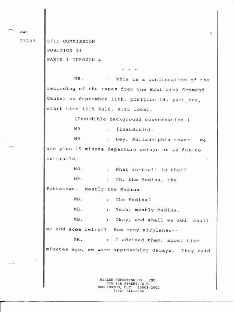 9/11 Air Traffic Control Transcript | PDF | September 11 Attacks ...