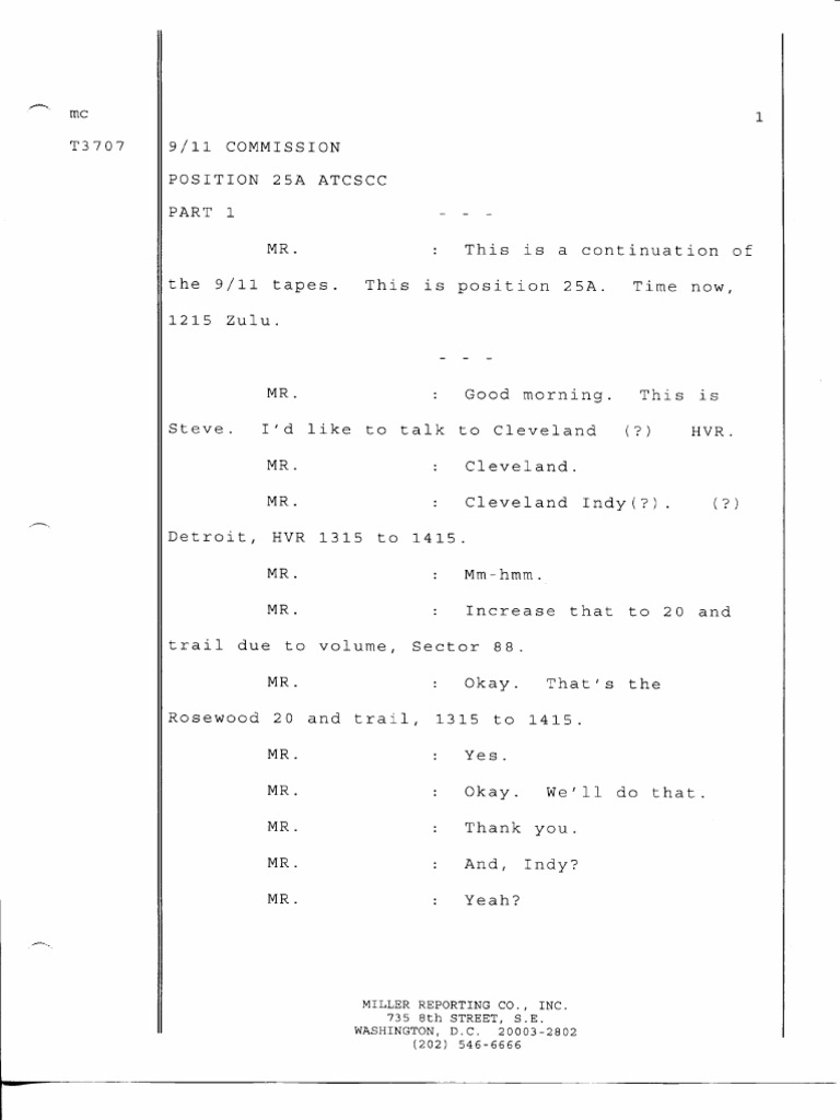 9/11 Air Traffic Control Transcript | PDF | September 11 Attacks ...