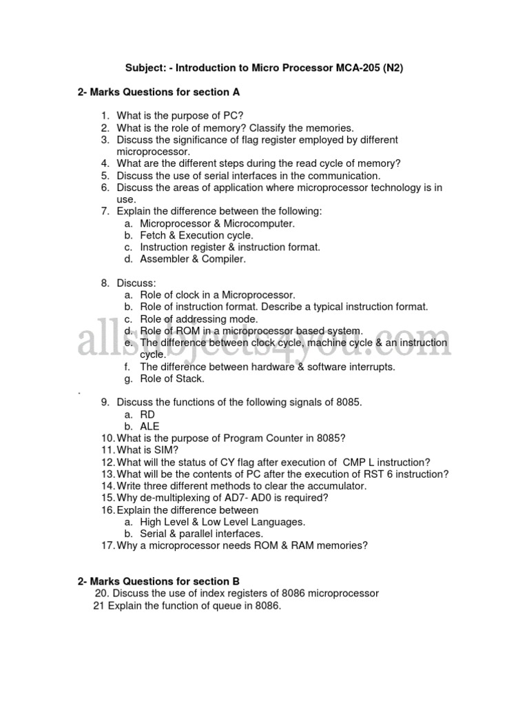 Microprocessor Question Bank | PDF | Central Processing Unit | Instruction Set