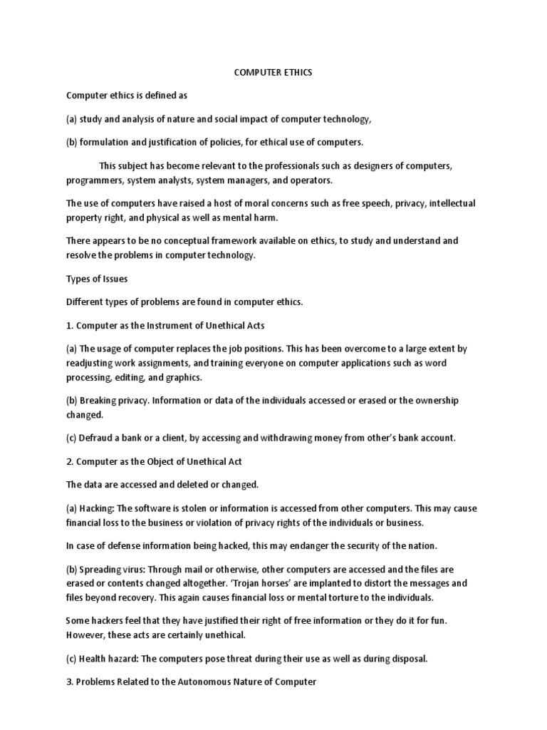 Computer Ethics | PDF | Security Hacker | Privacy