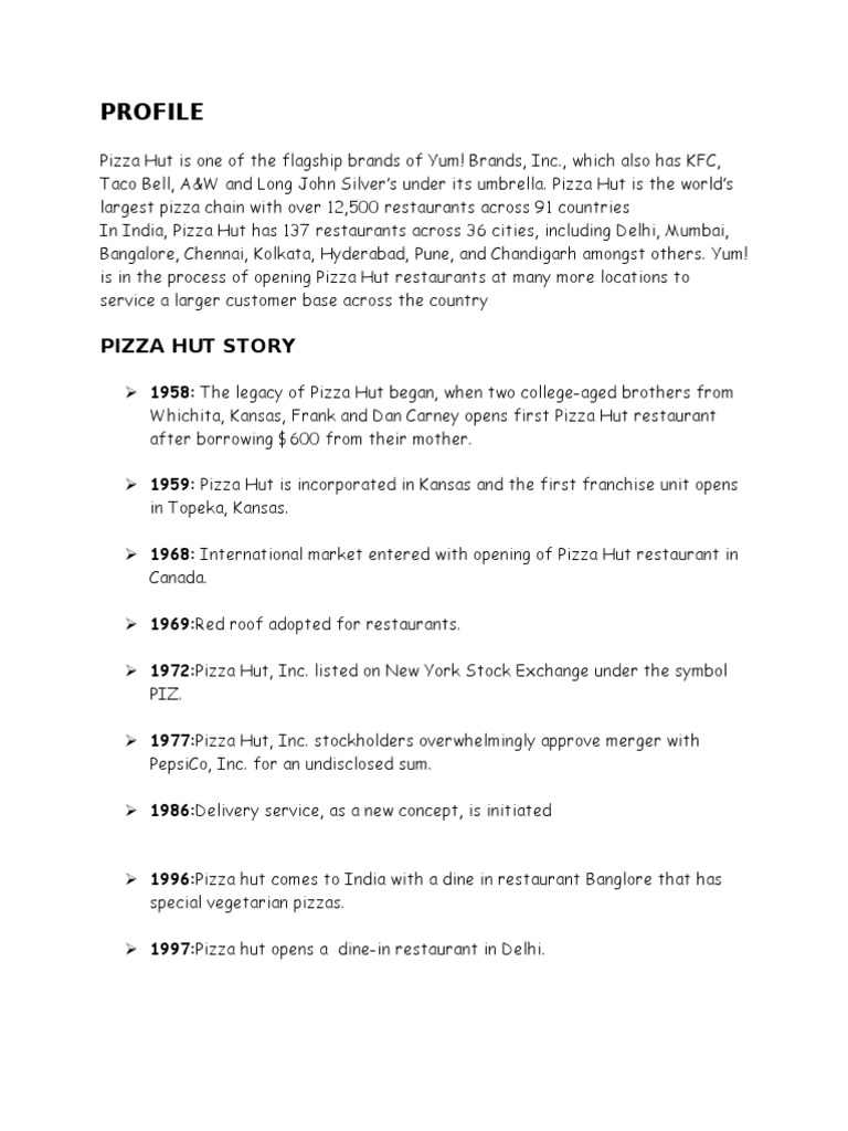 Pizza Hut Marketing Project | PDF | Marketing | Food And Drink