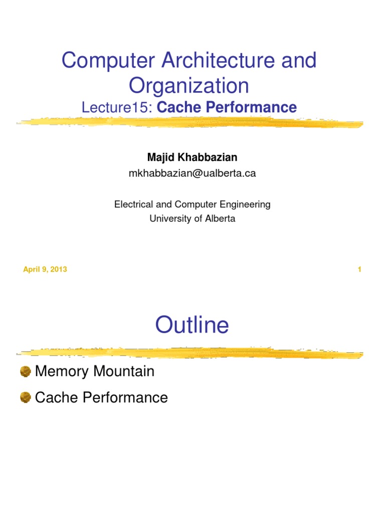 Computer Architecture and Organization: Lecture15: Cache Performance | PDF | Cpu Cache | Central ...