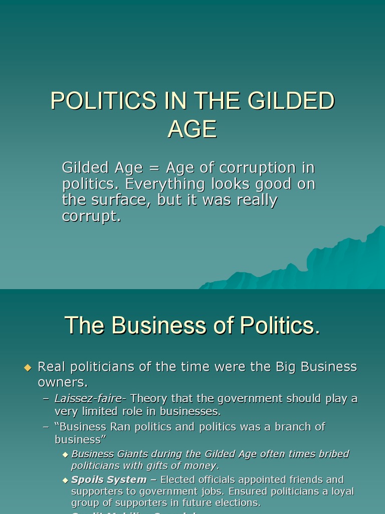 Politics in The Gilded AGE | PDF | Presidents Of The United States ...