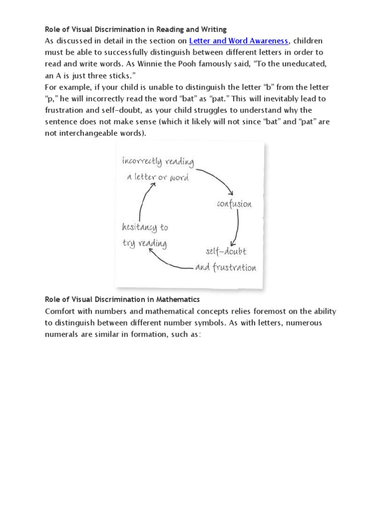 Visual Discrimination in Early Learning | PDF | Preschool | Rhyme