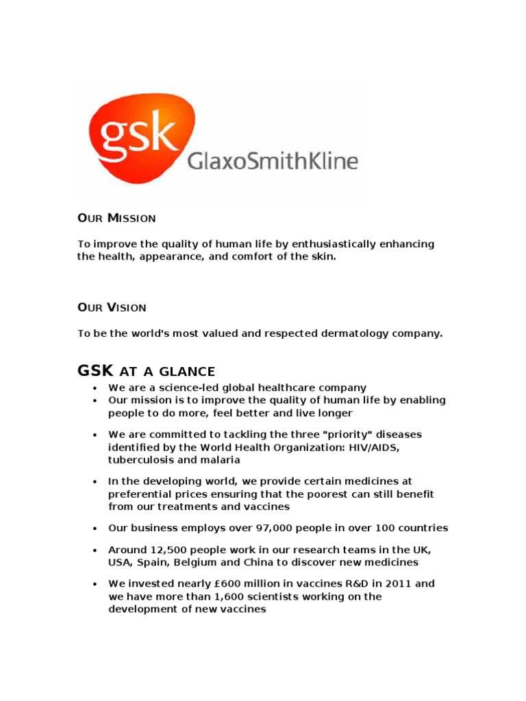 Our Mission | Download Free PDF | Glaxo Smith Kline | Pharmacology