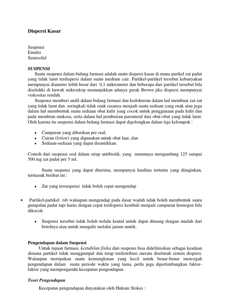 Pemahaman Dispersi Kasar dalam Farmasi | PDF | Pengembangan Diri ...