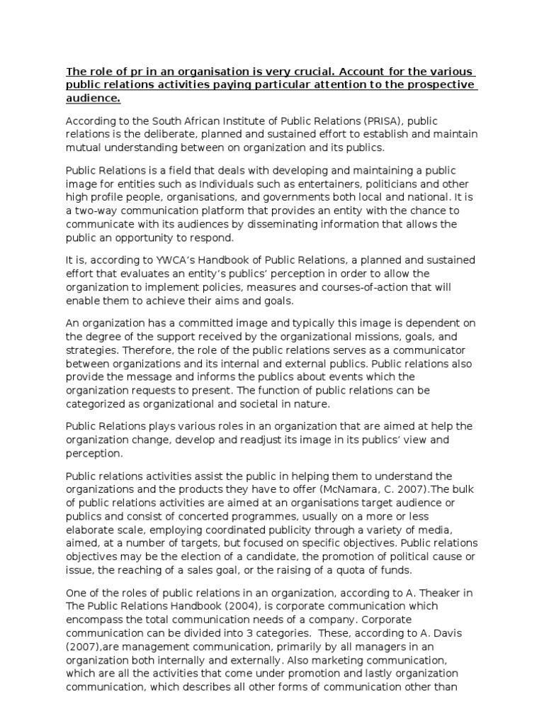 Public Relations Assignment | PDF | Public Relations | Mass Media