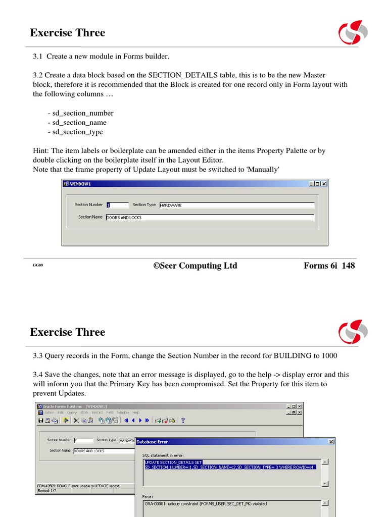 Exercise Oracle Forms 6i Training | PDF | Information Retrieval | Software