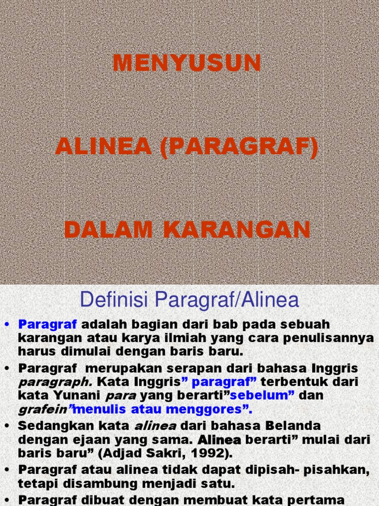 Menyusun Alinea - Paragraf Dalam Karangan | PDF