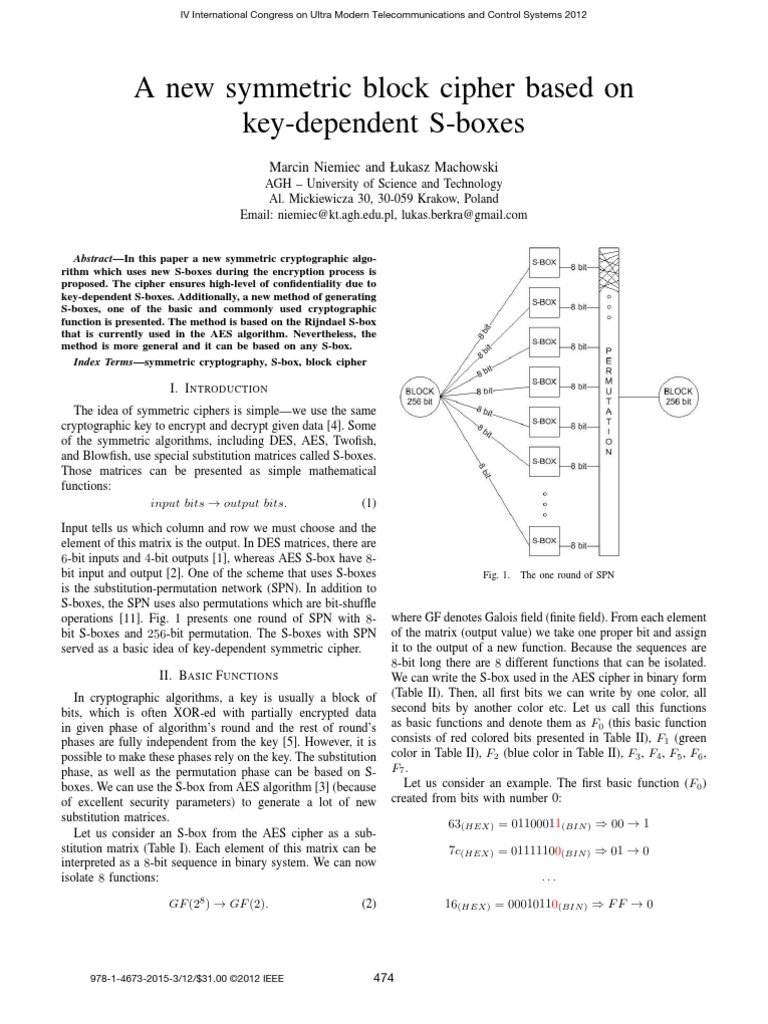 Symmetric Block Cipher Based On S Boxes Key Cryptography Cryptography Free 30 Day Trial 0703