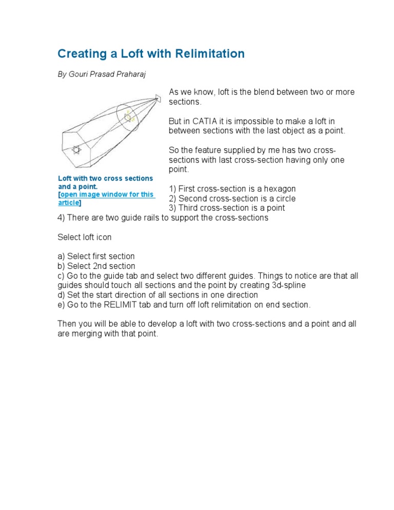 Loft Creation with Relimitation in CATIA | PDF