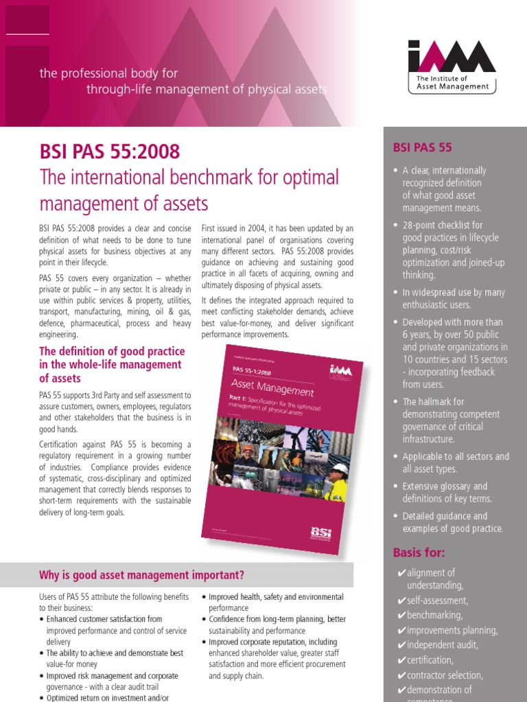 PAS 55 2008 Brochure | PDF | Asset Management | Governance