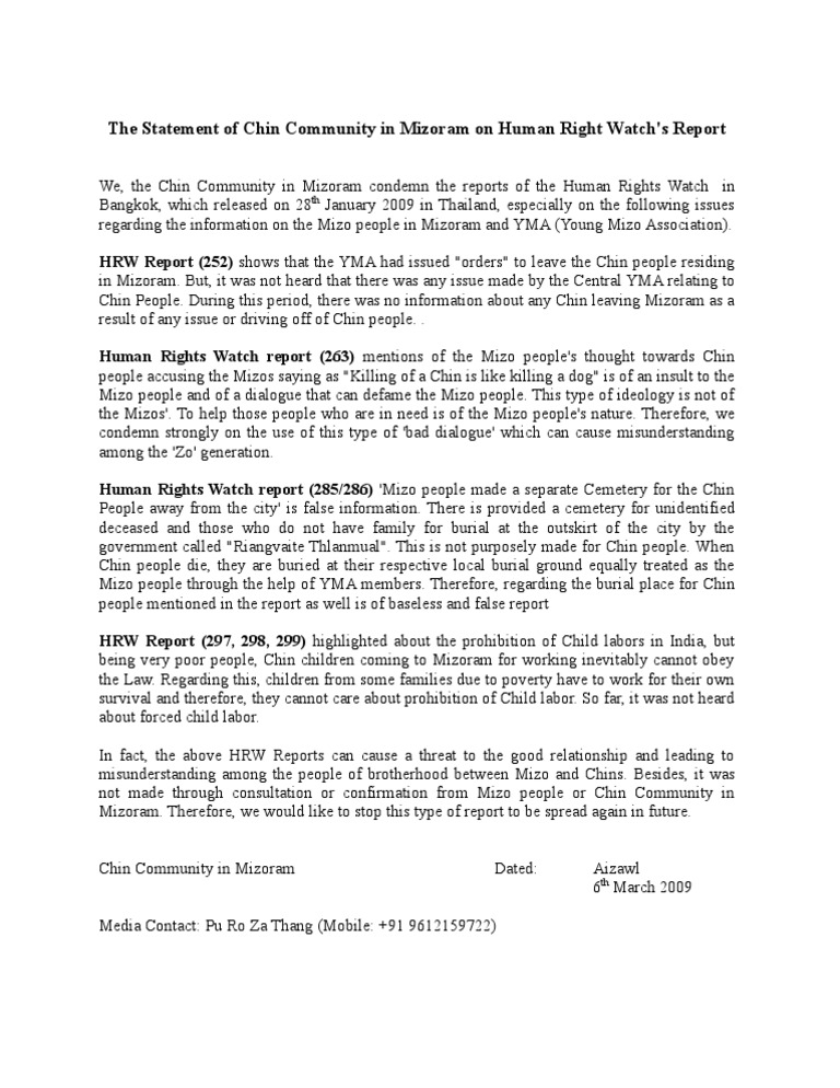 HRW Report Condemnation - Confirmed | PDF | Social Institutions ...