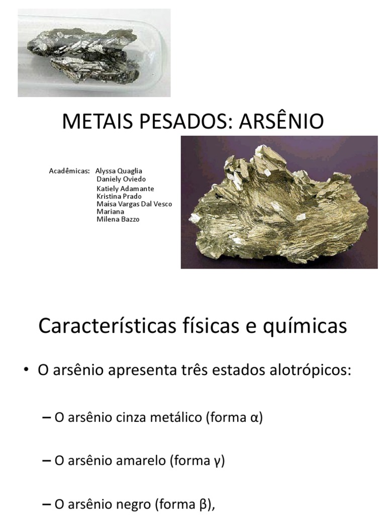 Propriedades, fontes, usos e intoxicação pelo arsênio | PDF | Arsênico ...