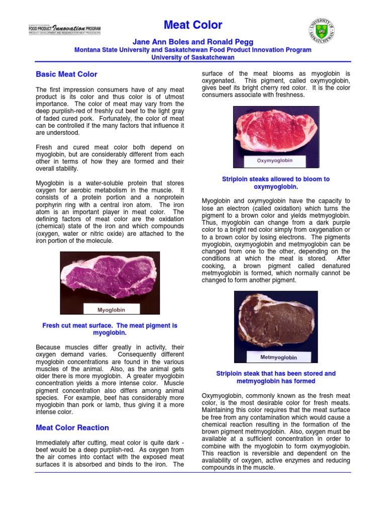 Meat Color University of Saskatchewan | PDF | Science & Mathematics