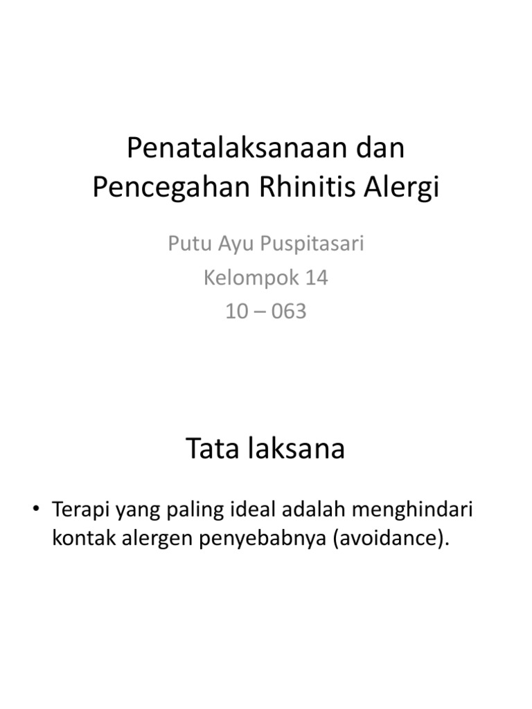 Penatalaksanaan Dan Pencegahan Rhinitis Alergi | PDF