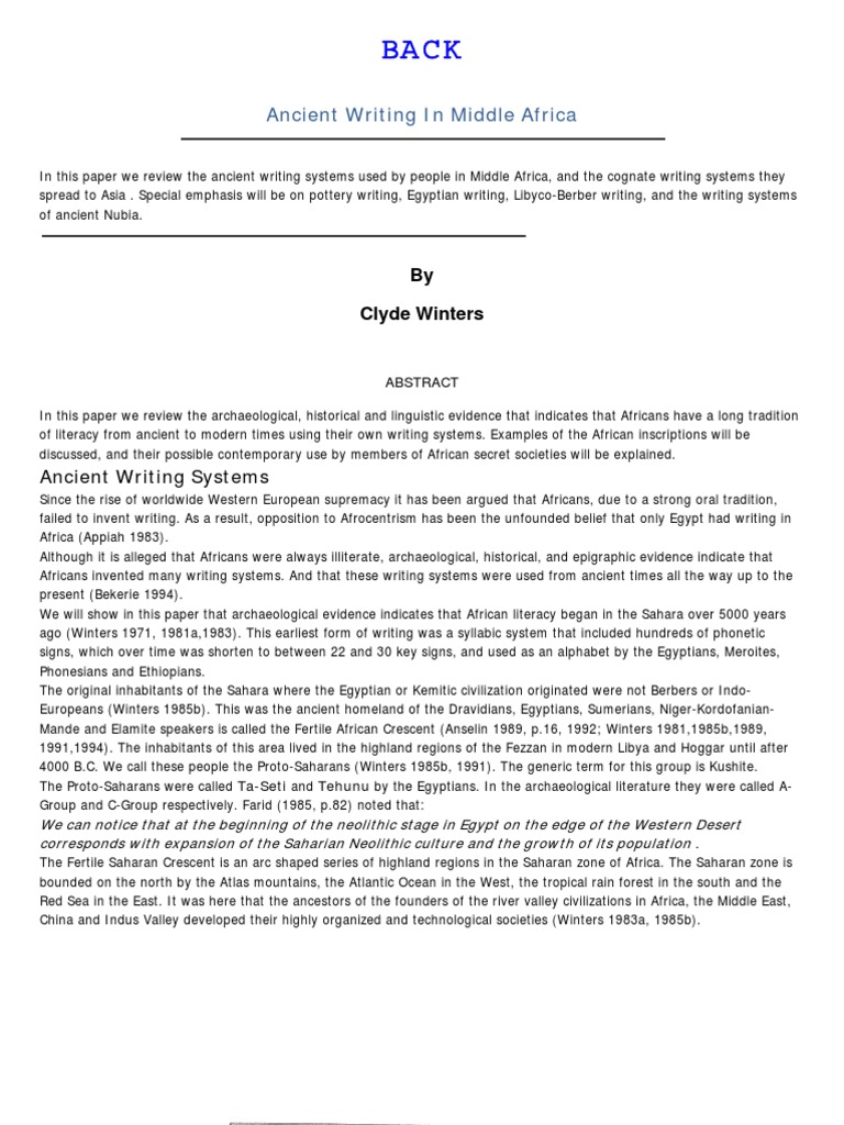 Ancient African Writing Systems in Middle Africa | PDF | Cuneiform ...