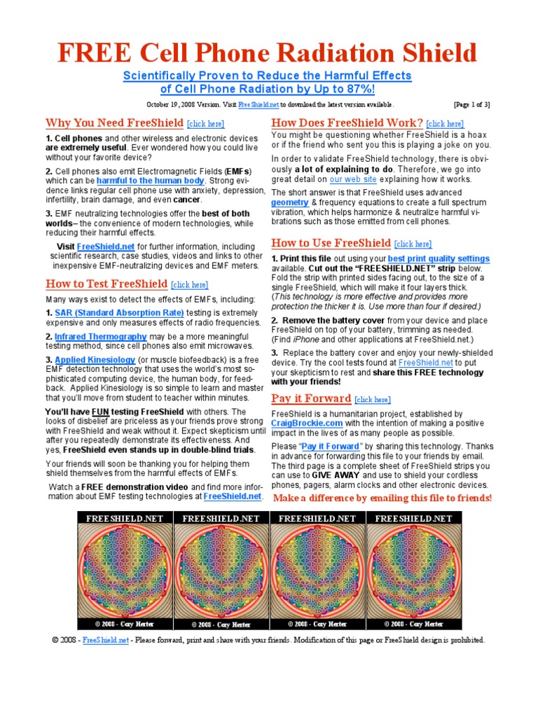 Free Cell Phone Radiation Shield | PDF | Electromagnetic Field | Mobile ...