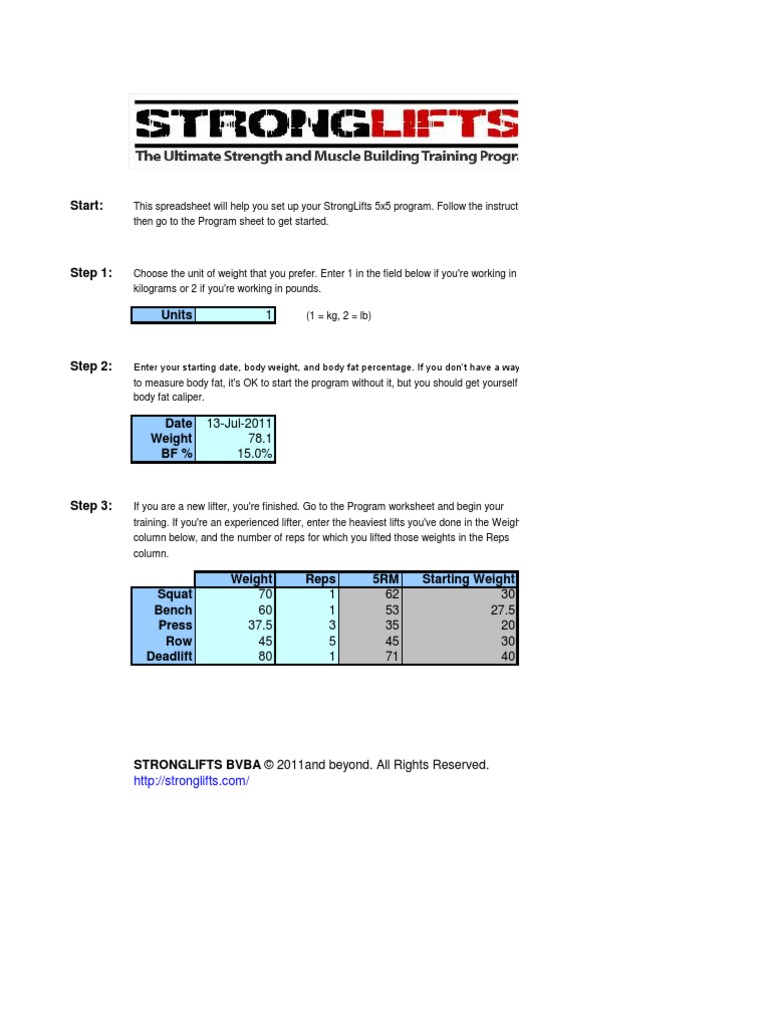 Old Stronglifts 5x5 Log | PDF | Sports | Recreation