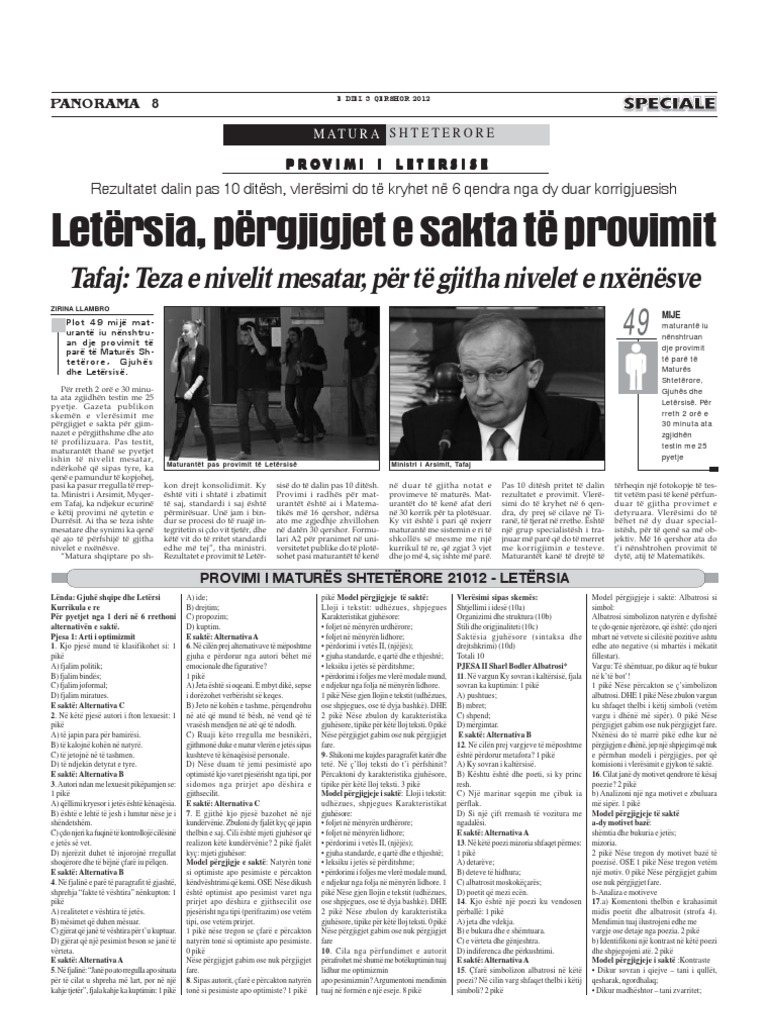 Pergjigjet e Letersise | PDF