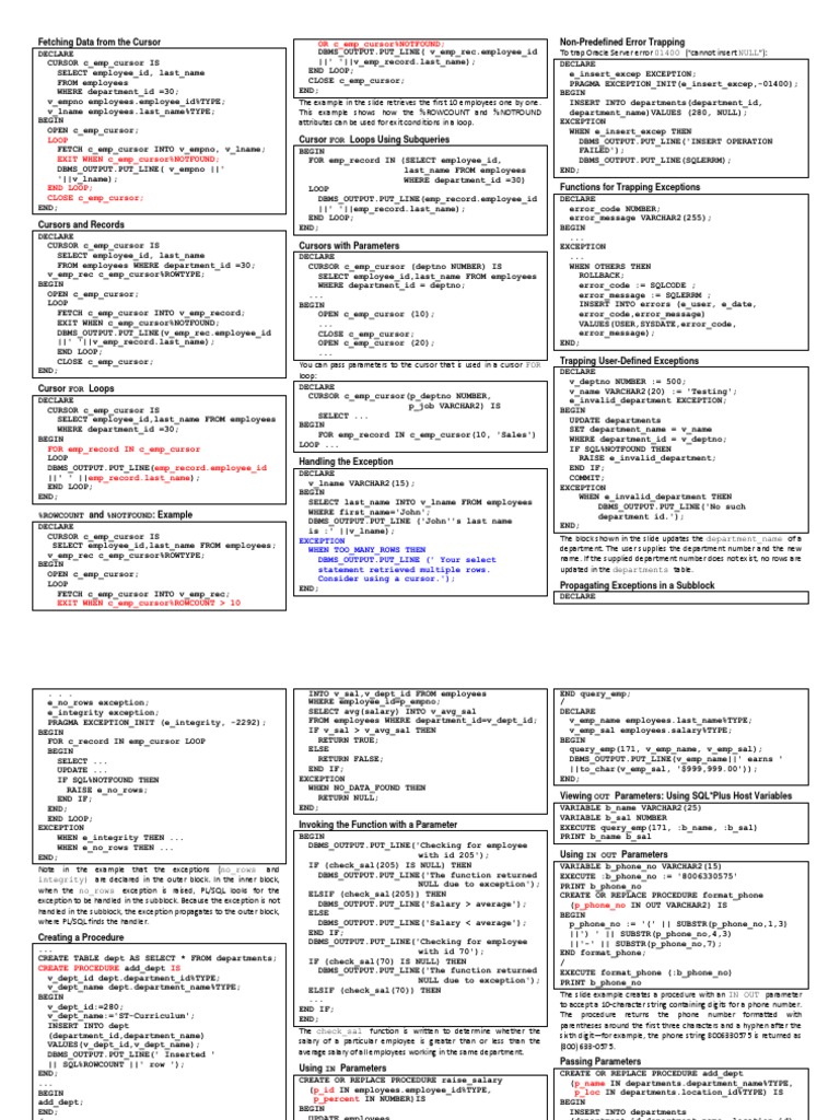 PL/SQL | PDF | Subroutine | Pl/Sql