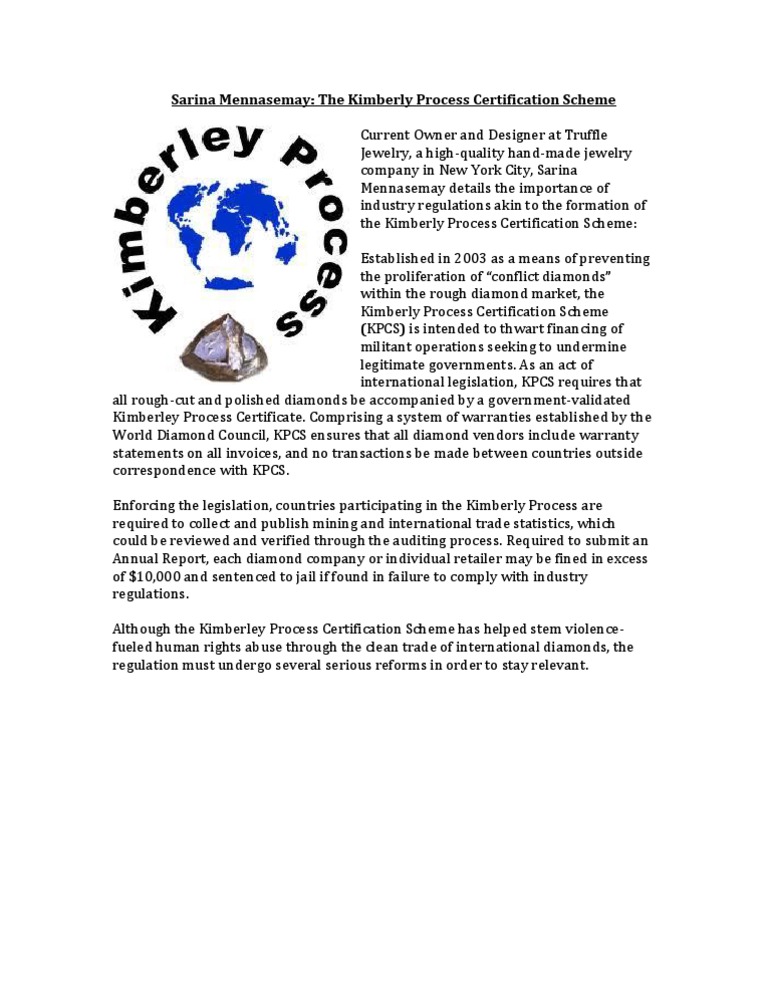 Kimberley Process: Diamond Regulation Insights | PDF | Finance & Money ...