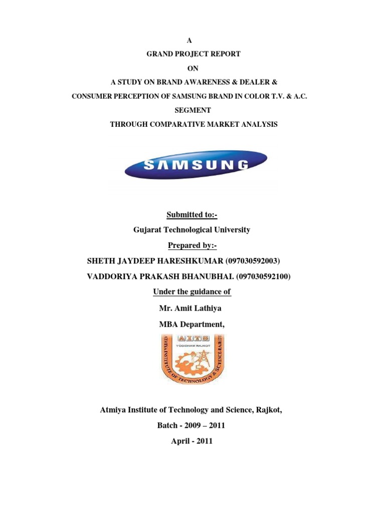 Samsung Brand Awareness Study Report | PDF | Brand | Survey Methodology