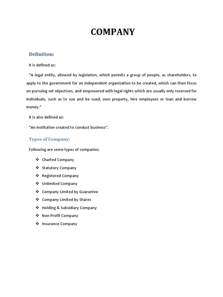 Company: Definition | PDF | Nonprofit Organization | Companies