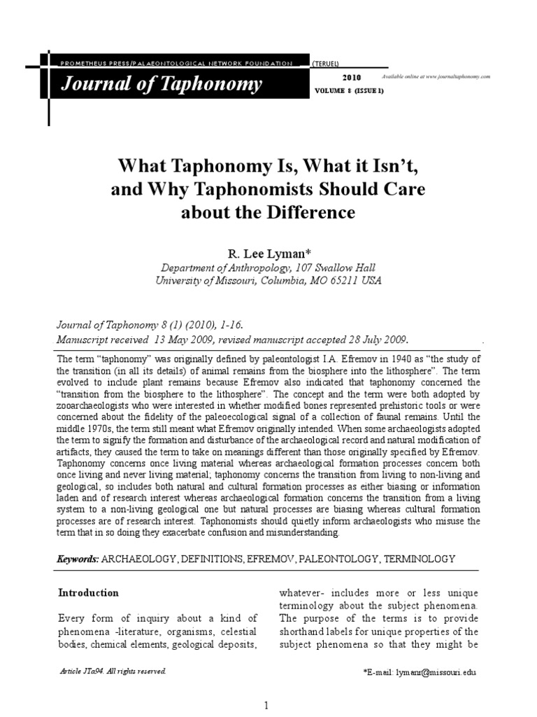 taphonomy | Archaeology | Paleontology