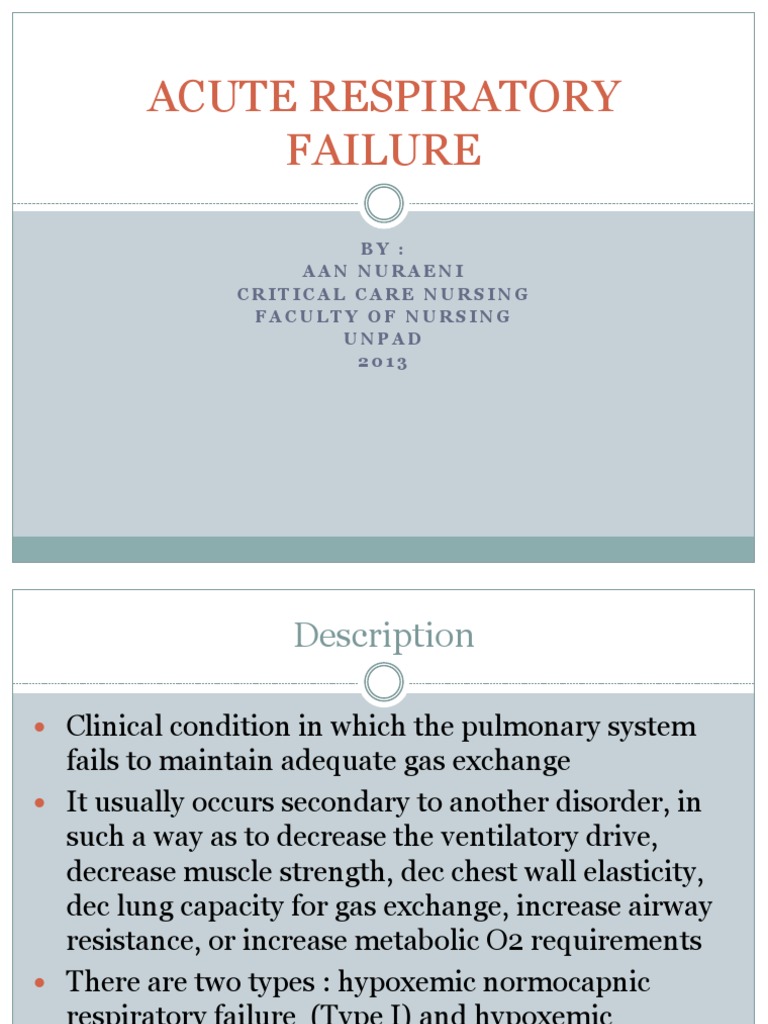 Acute Respiratory Failure | PDF | Respiratory System | Respiratory Tract