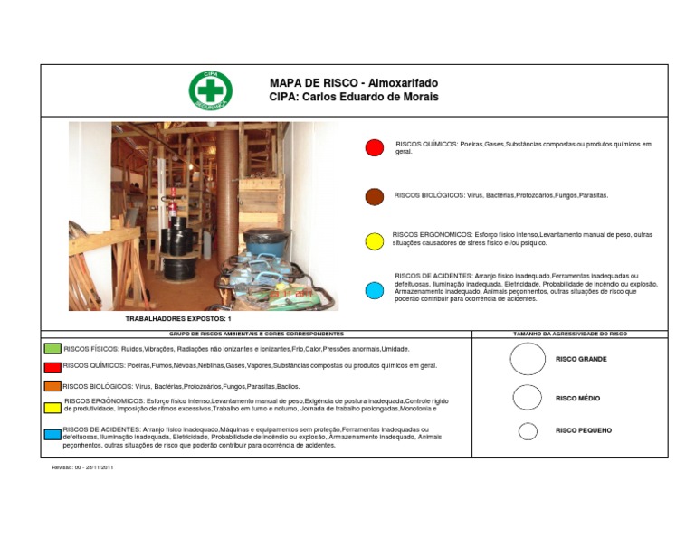 Mapa de Risco do Almoxarifado identificando os principais riscos ocupacionais e seus níveis de ...