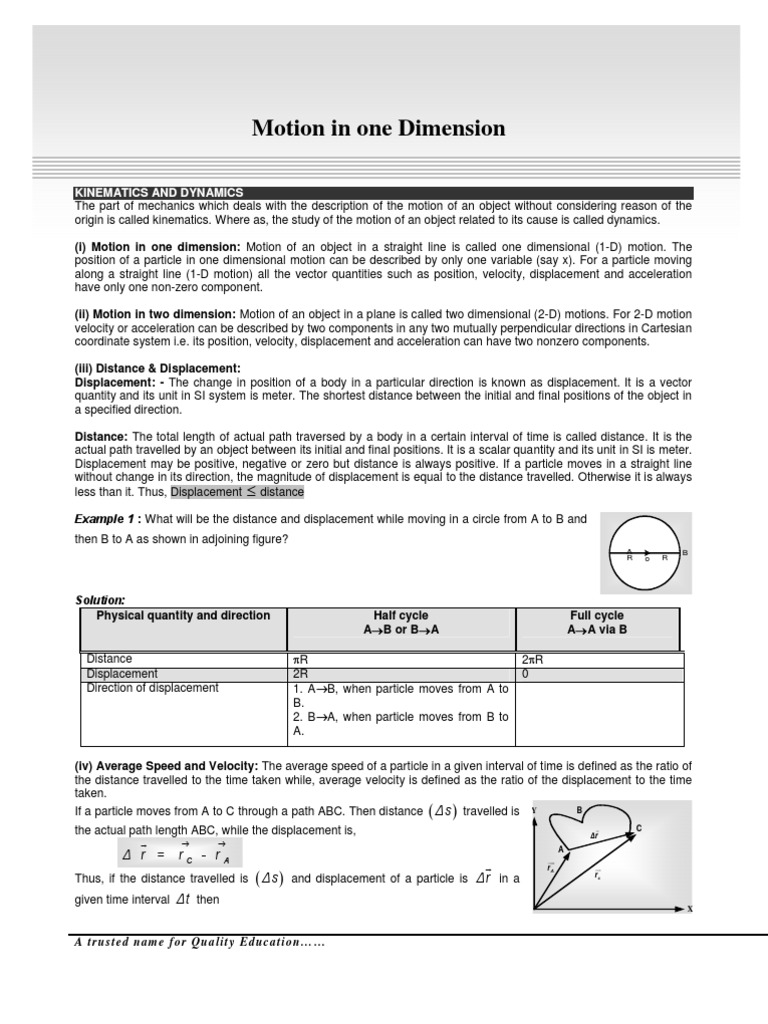 Motion in One Dimension | PDF | Acceleration | Velocity