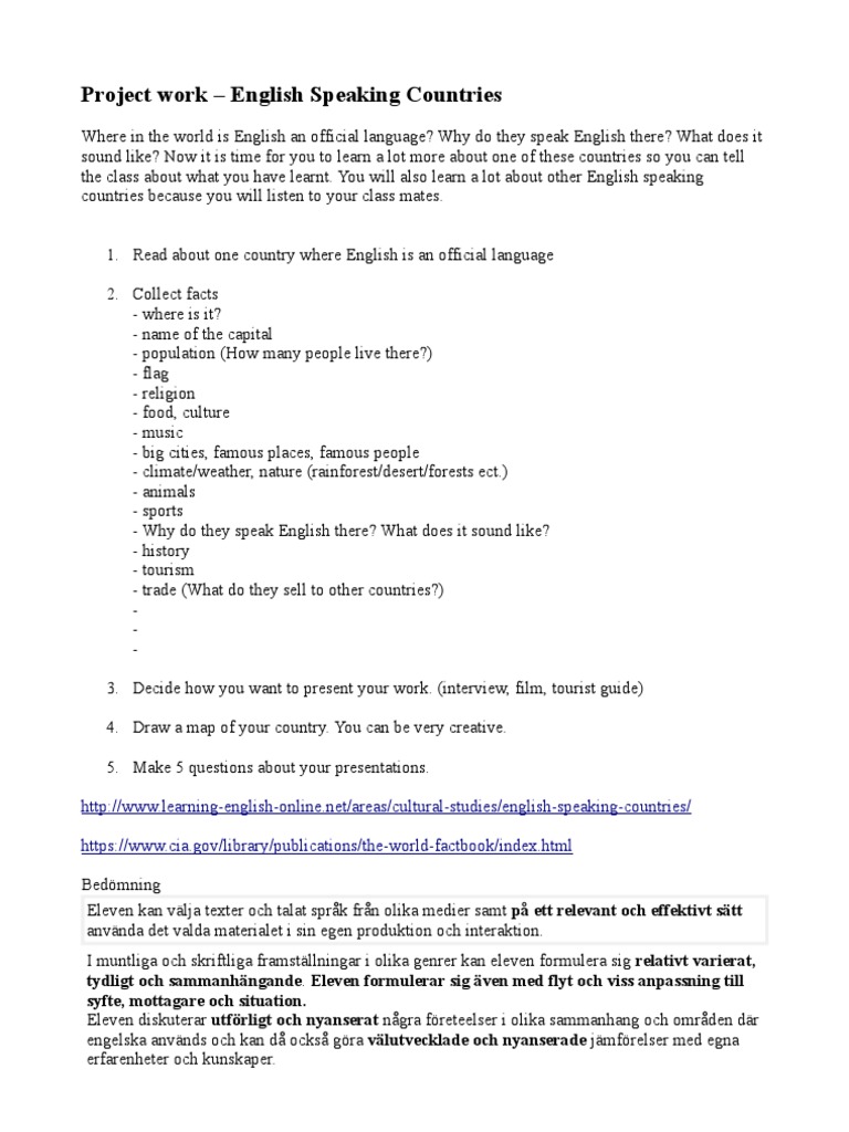 English Speaking Countries | PDF