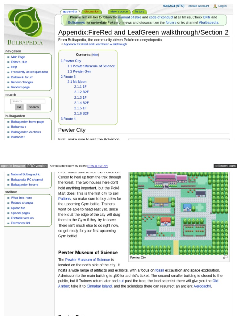 Bulbapedia Walkthrough Leaf Green | PDF | Pokémon | Nintendo