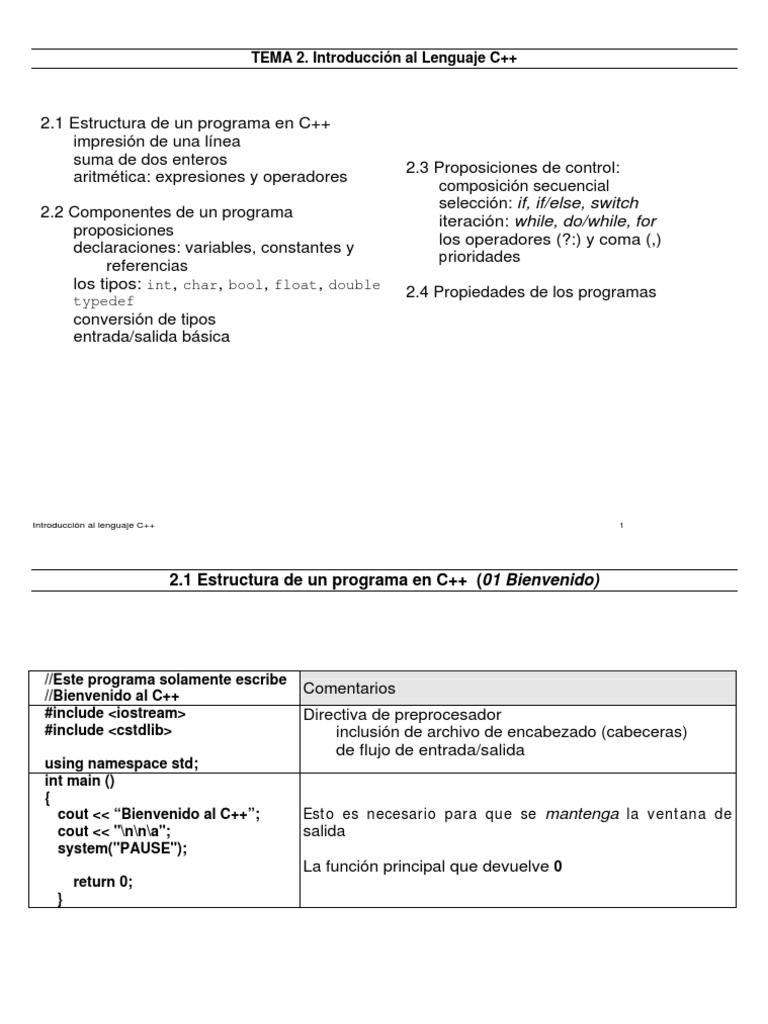 Estructura de C++ | PDF | C ++ | Poco