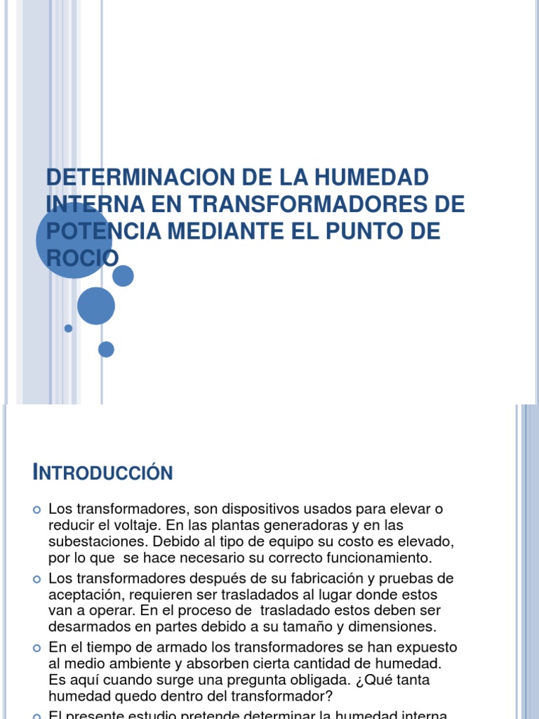 Determinacion de La Humedad Interna en Transformadores de | PDF ...