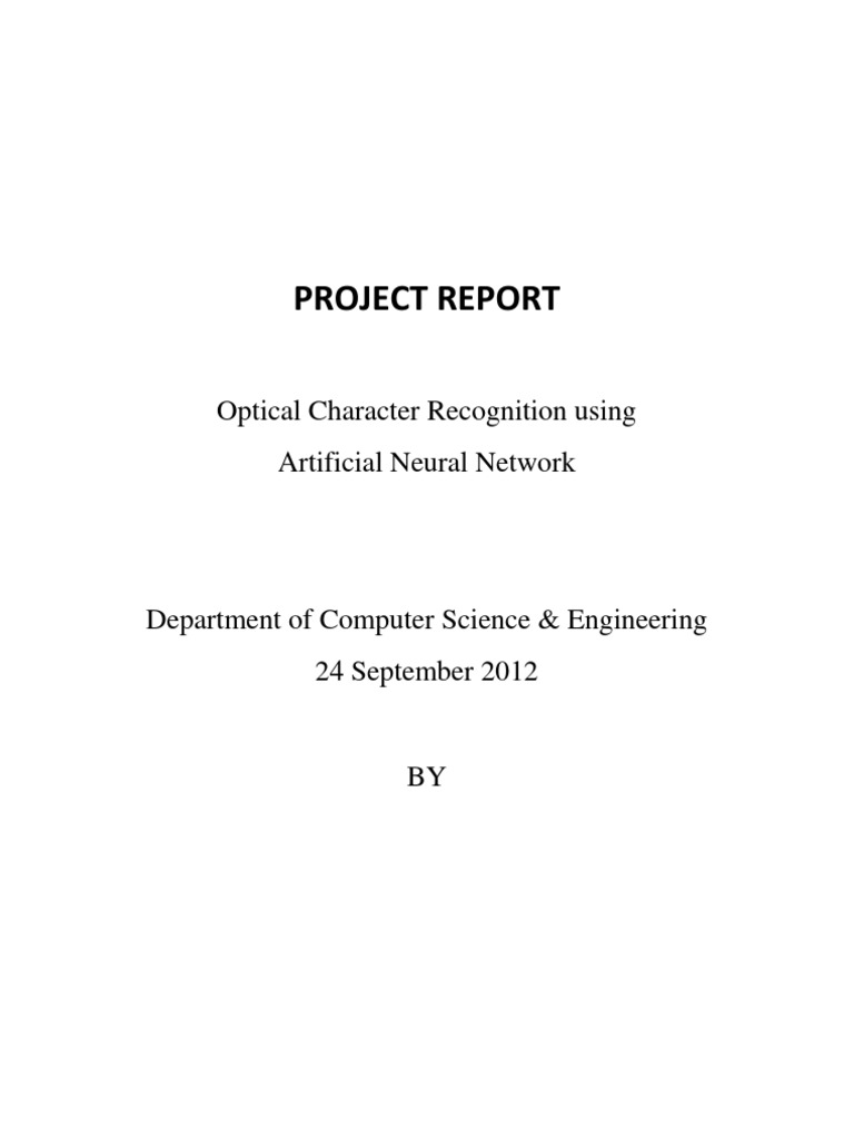 Project Report: Optical Character Recognition Using Artificial Neural Network | PDF | Artificial ...