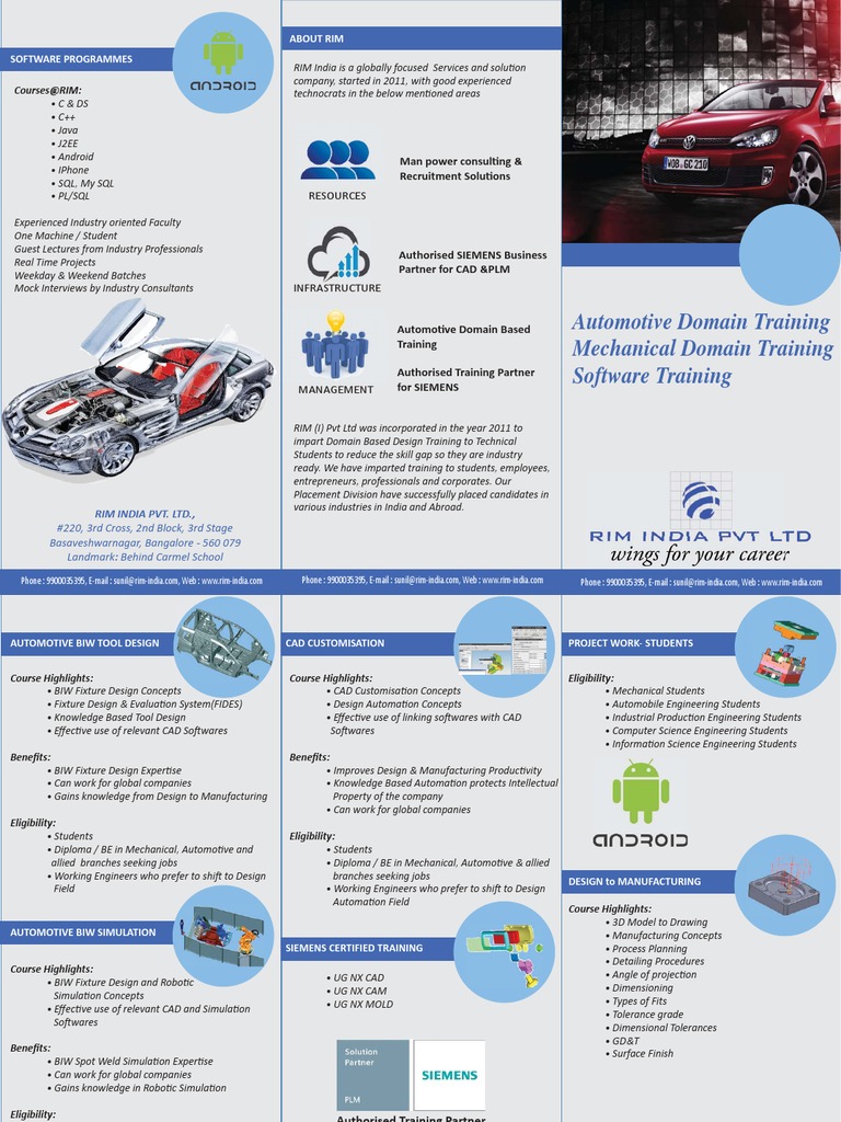 Automotive Domain Training Mechanical Domain Training Software Training ...