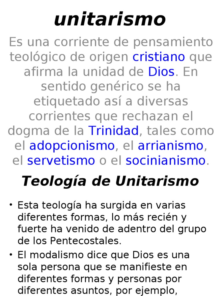 Unitarismo | PDF | Trinidad | espíritu Santo