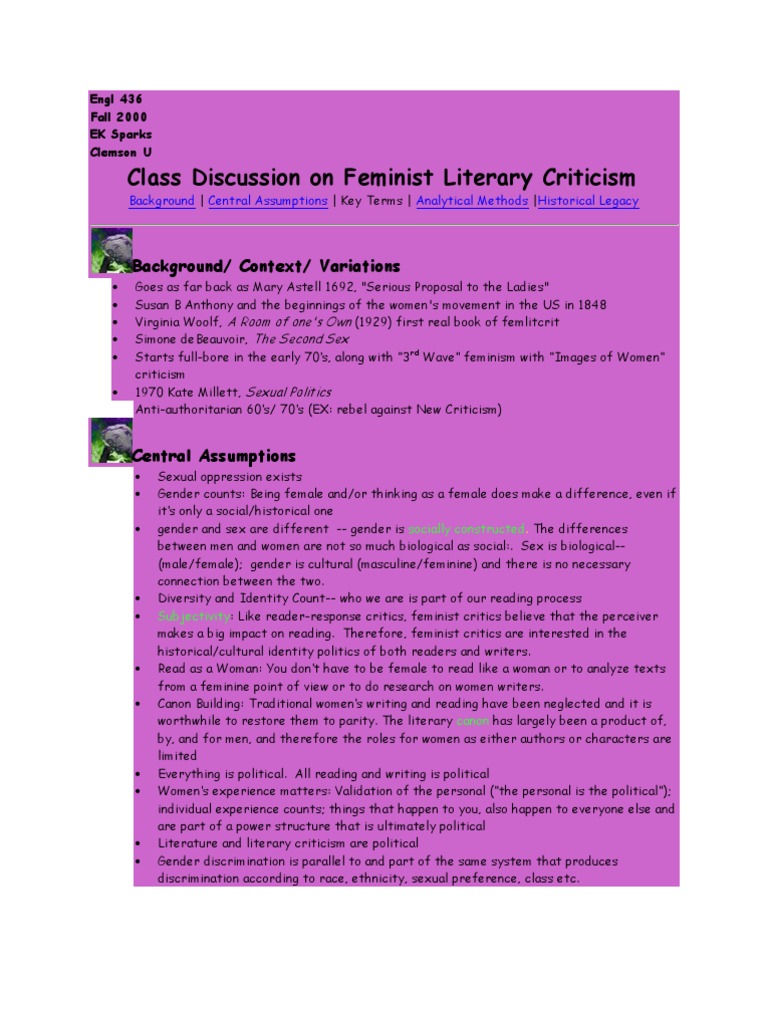 Overview of Feminist Literary Criticism | PDF | Feminism | Gender Studies